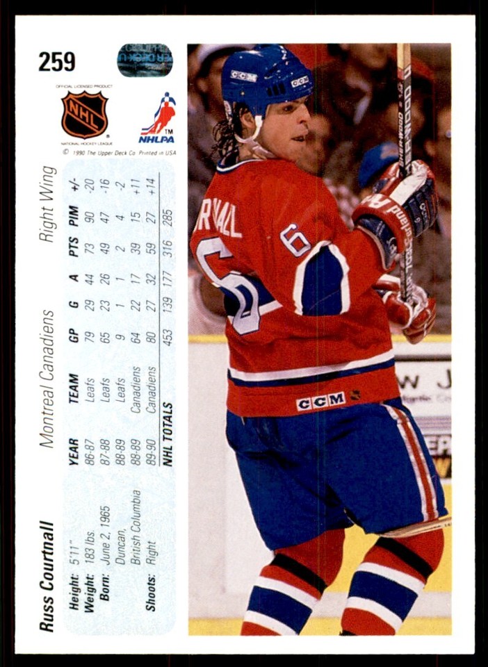 1990-91 Upper Deck Russ Courtnall . Montreal Canadiens #259 | eBay