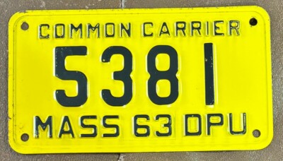 Massachusetts 1963 DPU COMMON CARRIER License Plate # 5381 | eBay
