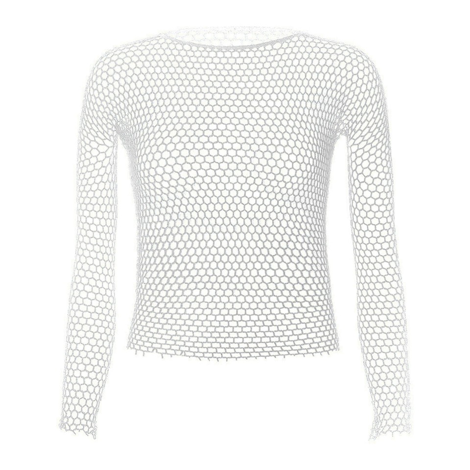 Mens Fishnet Shirt Top Mesh See Through Long Sleeve Muscle Net ...