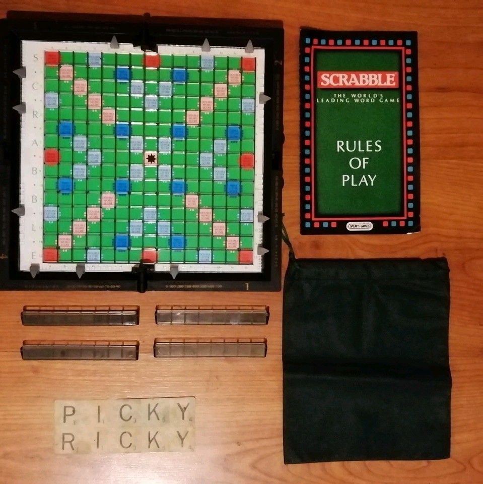 Travel Scrabble Deluxe Board Game Spears Hard Case Complete Clip On ...