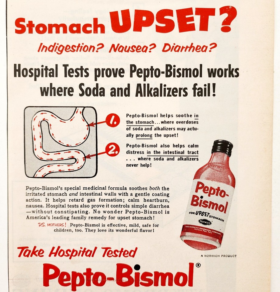 1957 Pepto Bismol Digestion Medicine Advertisement Medical Vintage ...