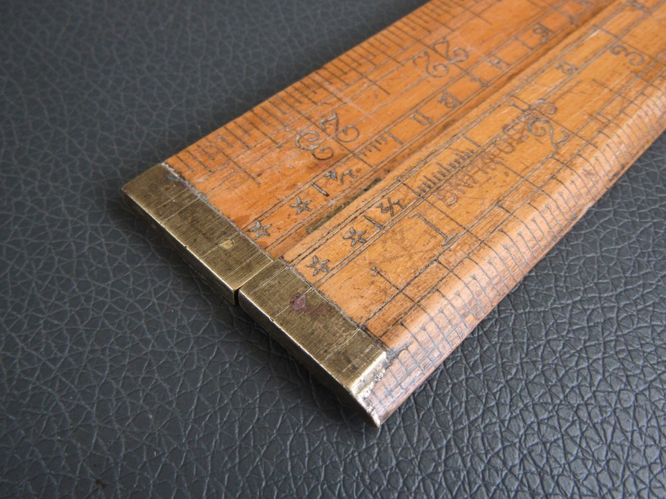 Vintage boxwood & brass 2 fold 24" rule ruler | eBay