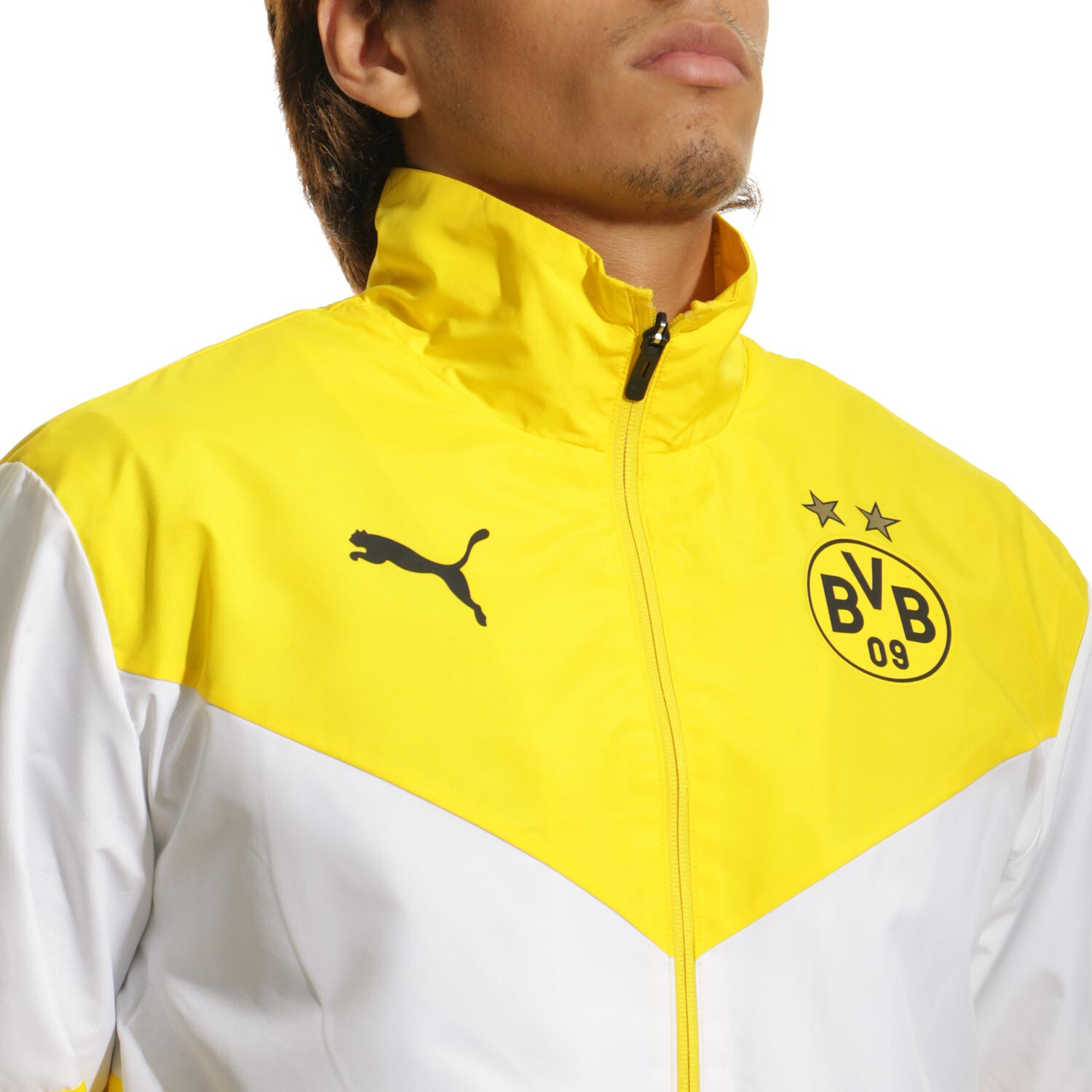 New Puma Borussia Dortmund BVB Prematch Soccer Jacket Sz M Yellow-White ...