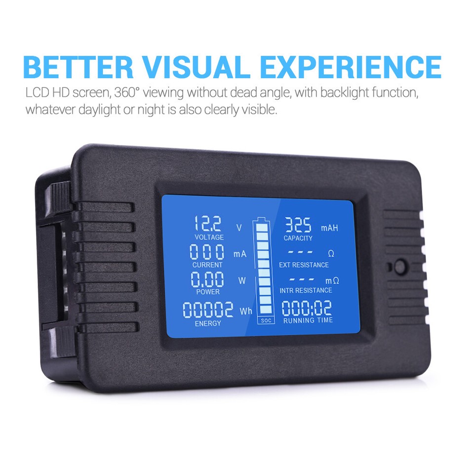 0-200V DC Battery Monitor Meter 12V Voltmeter Ammeter for Car Solar ...