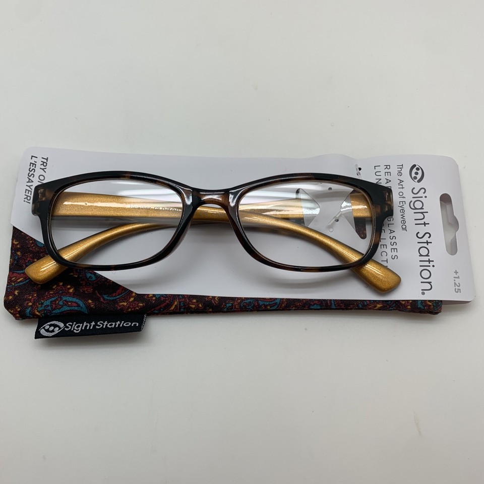 "3 PAIR" R184 Sight Station HEATHER GOLD TORT 1.25 Reading Glasses ...