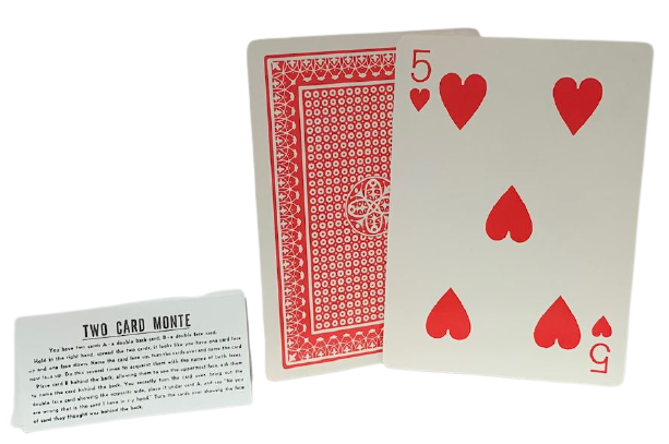 JUMBO TWO CARD MONTE 2 Magic Trick Con Game 5" x 7" Stage Set Beginner ...