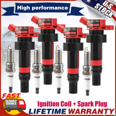 UF652 Ignition coils + Spark Plug Pack of 4 For HYUNDAI Accent Kia Rio ...
