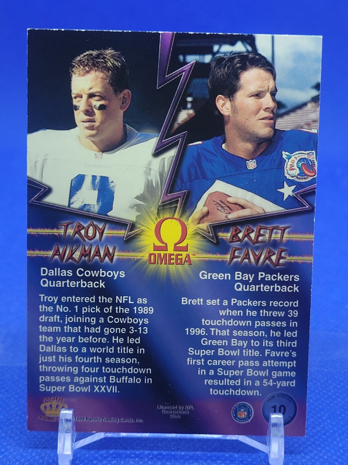 1998 Pacific Omega Face to Face Troy Aikman Brett Favre #10 HOF | eBay