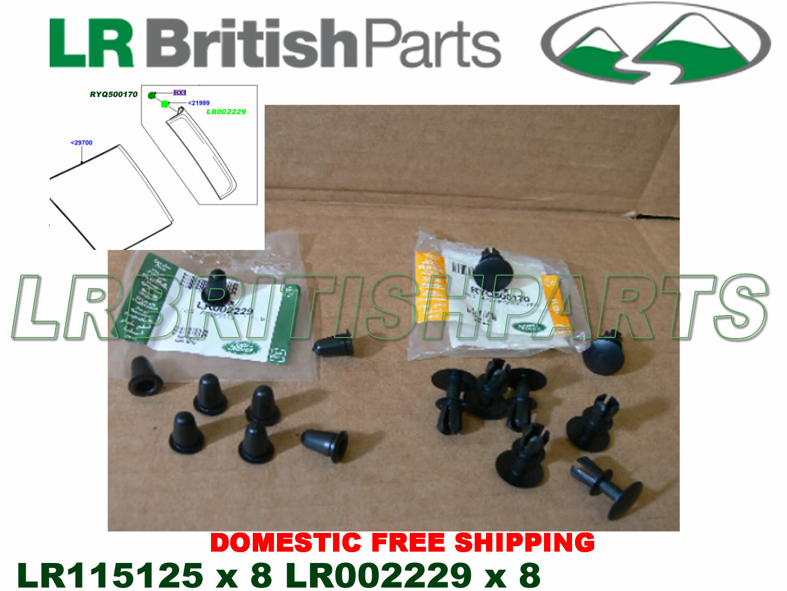 GENUINE LAND ROVER MOLDING D PILLAR CLIP SET LR2 LR115125 x 8 LR002229 ...