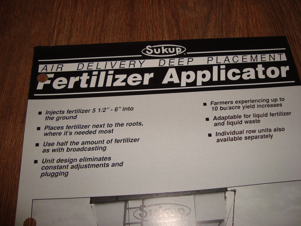 Sukup Air Delivery Deep Placement Fertilizer Applicator Brochure | eBay