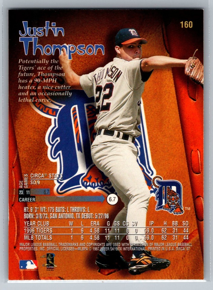Justin Thompson 1997 Circa BASEBALL #160 Detroit Tigers | eBay
