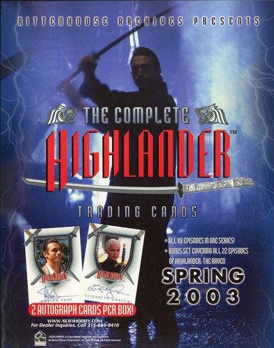 Highlander The Complete Official Rittenhouse Archives Sellsheet Sell ...