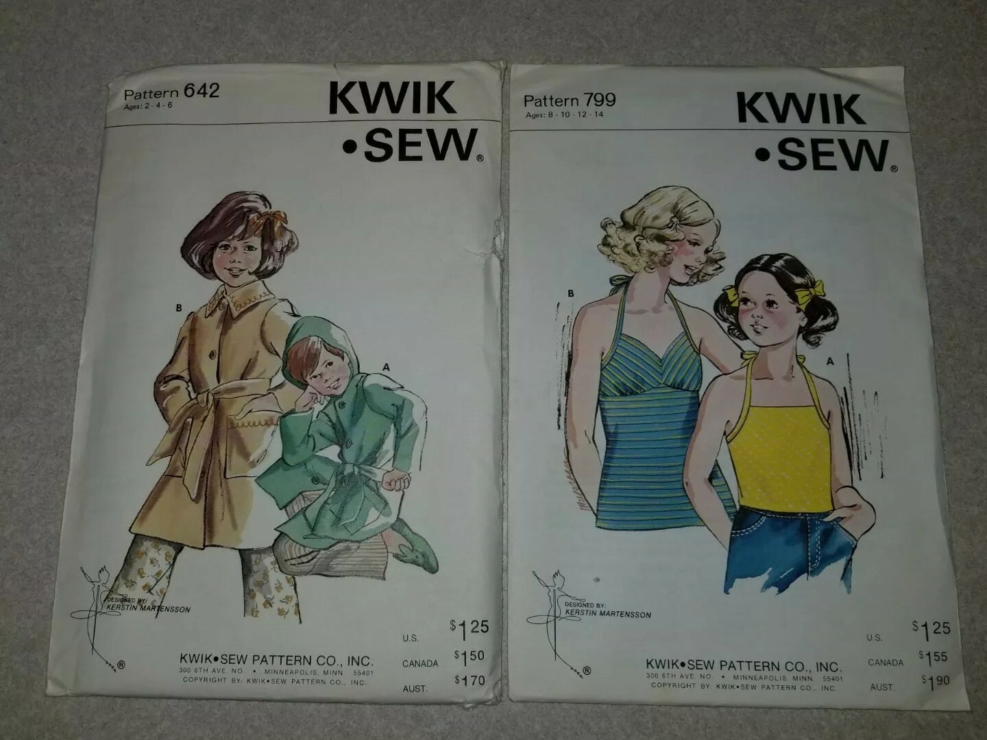 2 Kwik Sew Patterns Kids Children Boys & Girls Robe Size 2 4 6 Halter ...