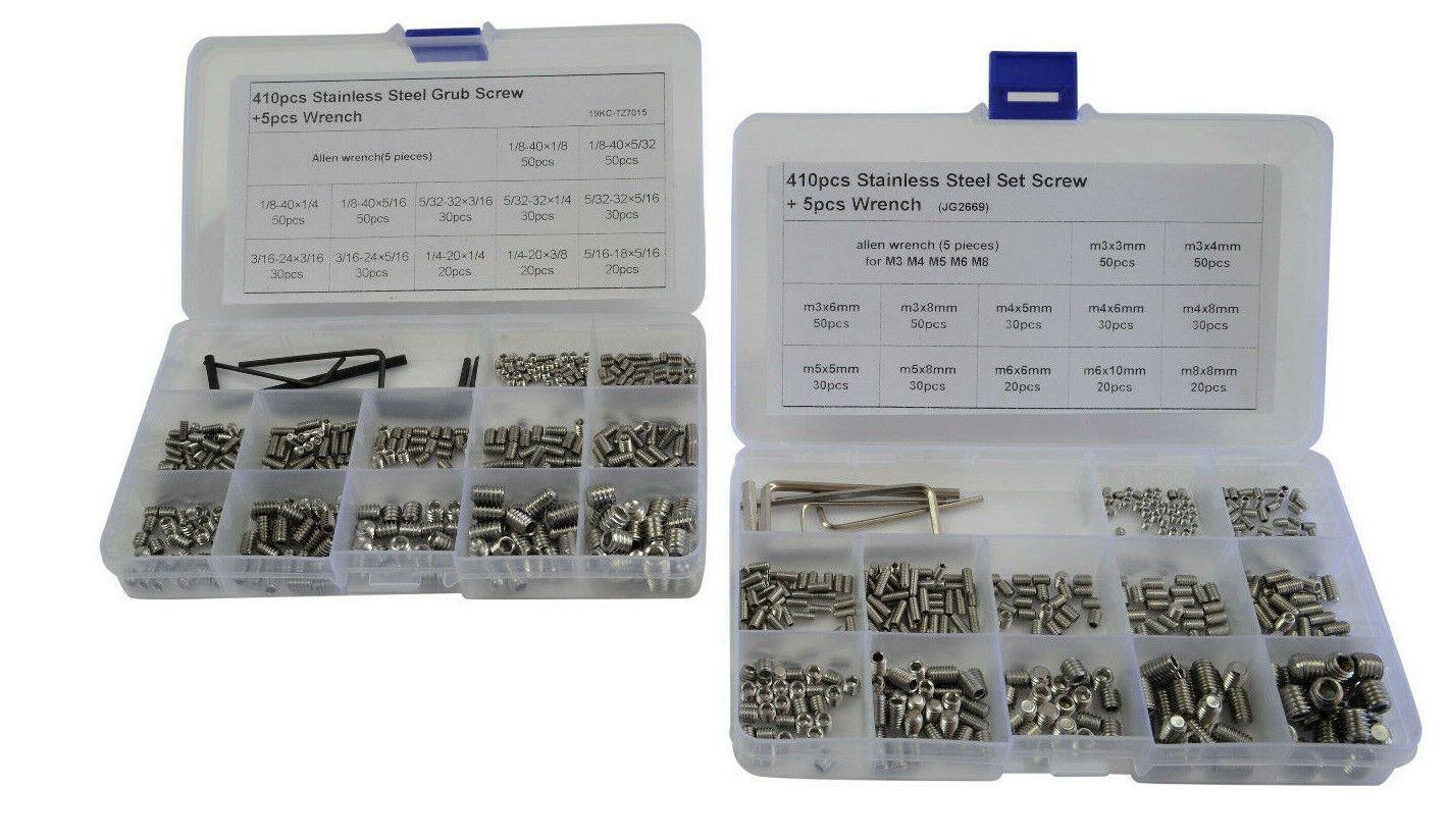 820 pc Stainless Steel Metric + Imperial Grub Set Screw kit | eBay