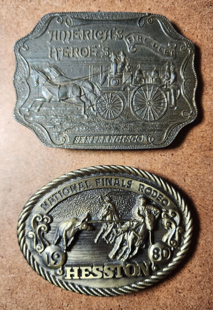 1980 NATIONAL FINALS RODEO NFR BELT BUCKLE & FIRE DEP… - Gem