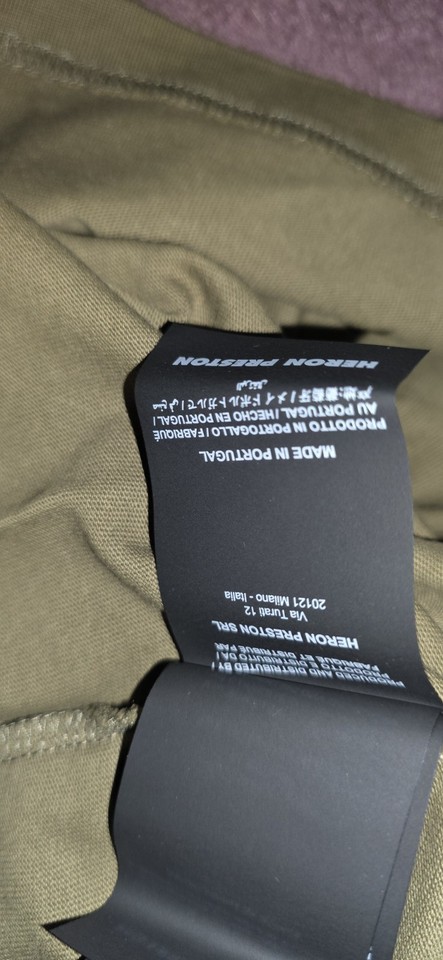 Heron Preston HPNY Dark Olive Embroidered Logo T Shirt Rrp £285 #AS854 ...