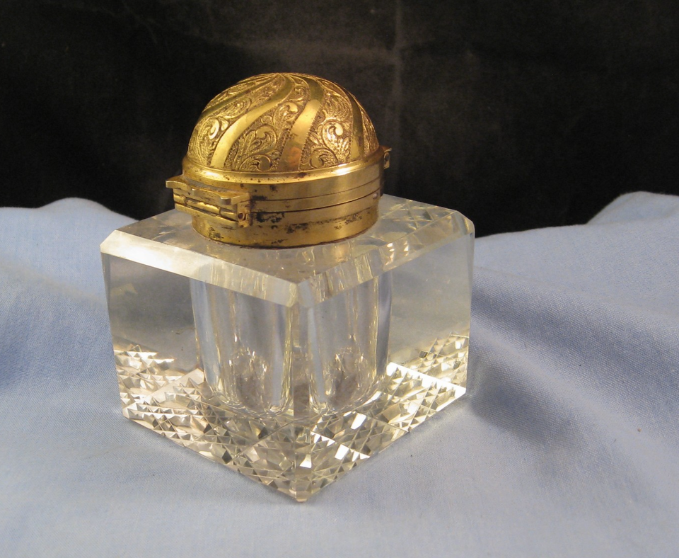 BETJEMANNS VICTORIAN PATENT ANTIQUE PARTNERS BRASS INKWELL INK POT ...