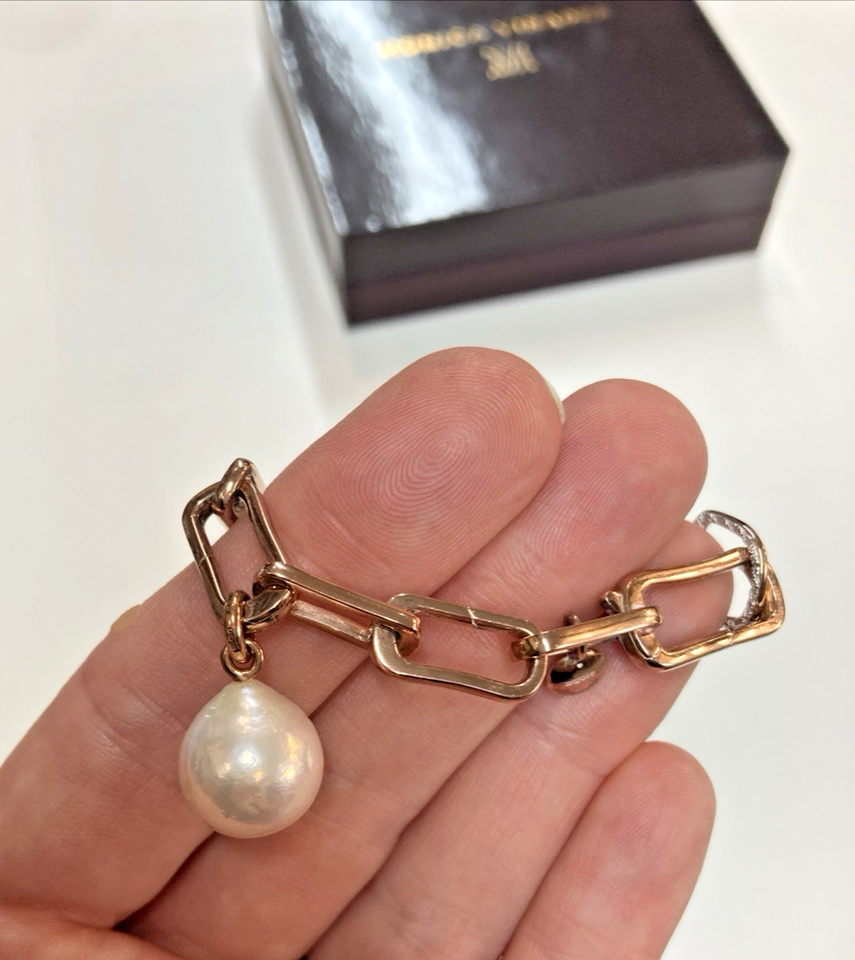 MONICA VINADER 18K ROSE GOLD VERMEIL BRACELET CHAIN PEARL PEBBLE ...