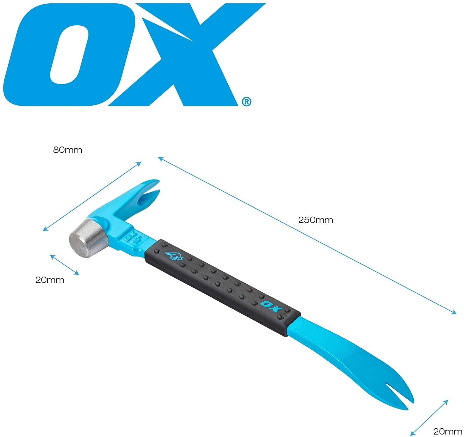 Ox Tools 10in 250mm Pro Claw Bar Wrecking Bar Hammer Head non Slip Grip ...