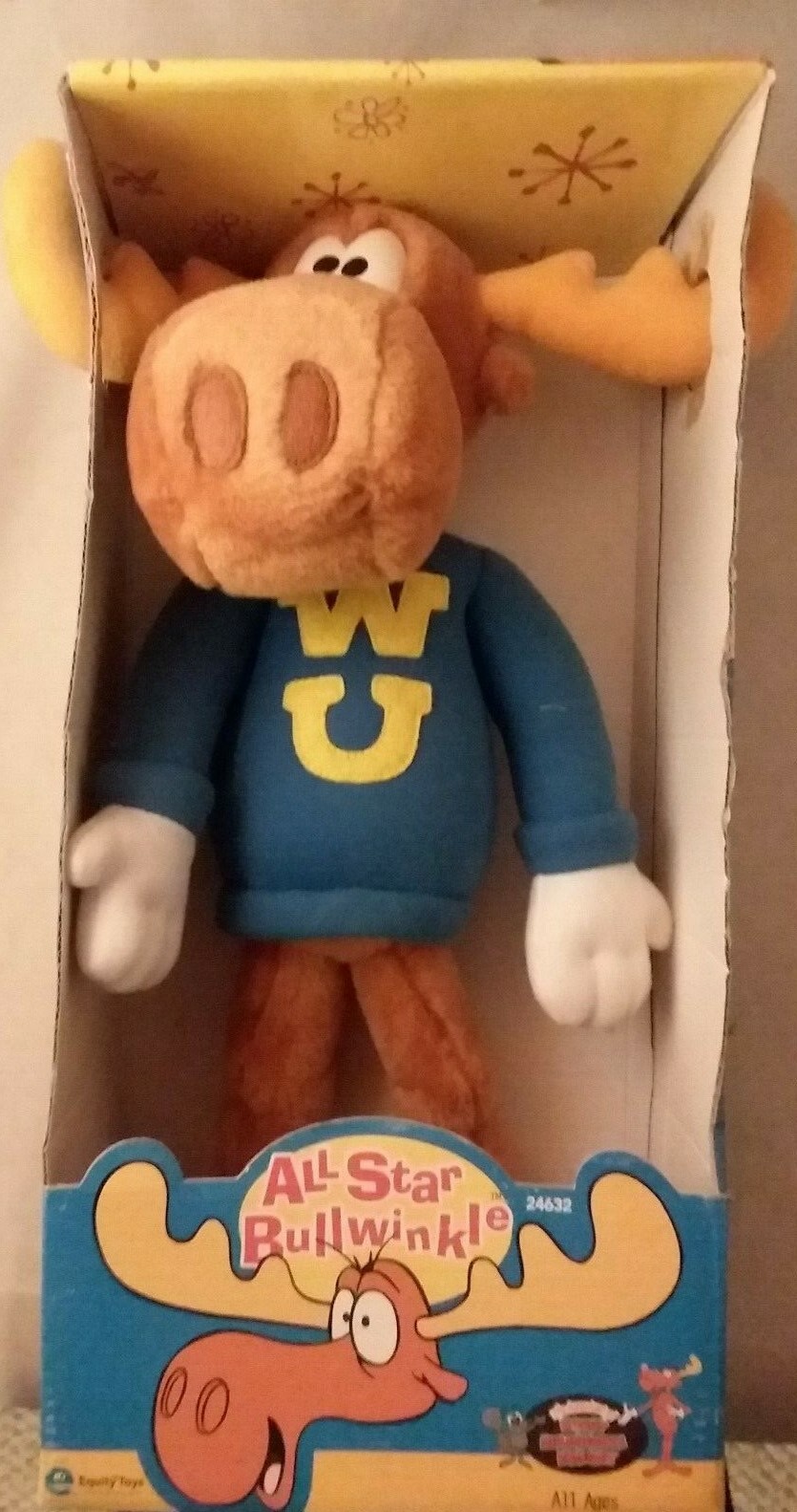 Vintage All Star Bullwinkle Plush Toy Moose Collectible Equity Toy 1998 ...