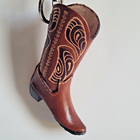 Cowboy Boot Leather Keychain Brown Handmade Ring Western Fob Key Ring ...