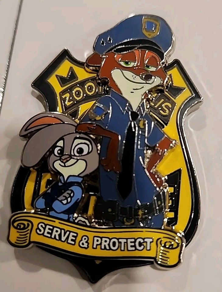 Disney Pin Zootopia Judy Hopps Nick Wilde Police Badge Serve Protect ...