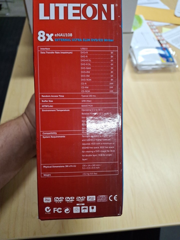 Liteon External Slim DVD/CD 8X Writer Model eNAU108 | eBay