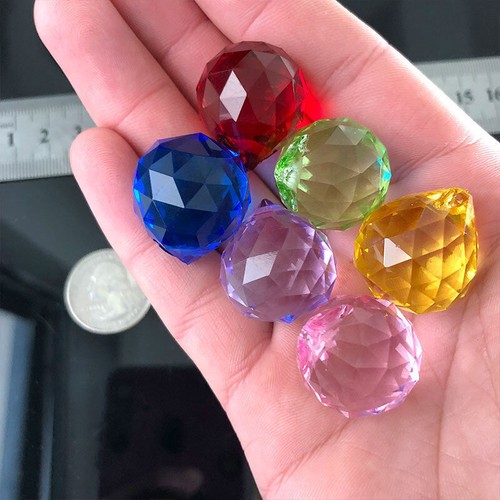 6Pc Rainbow CRYSTAL Ball Chandelier Parts Prism Crystal Window Decor ...