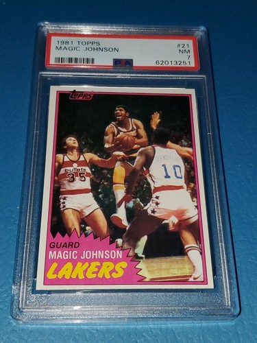 1981 Topps Basketball Magic Johnson Card #21 PSA 7 LAKERS ((AMAZING EYE ...