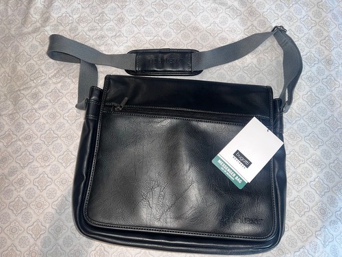 Bugatti Opentext Black Leather Messenger Bag W/ Shoulder Strap | eBay