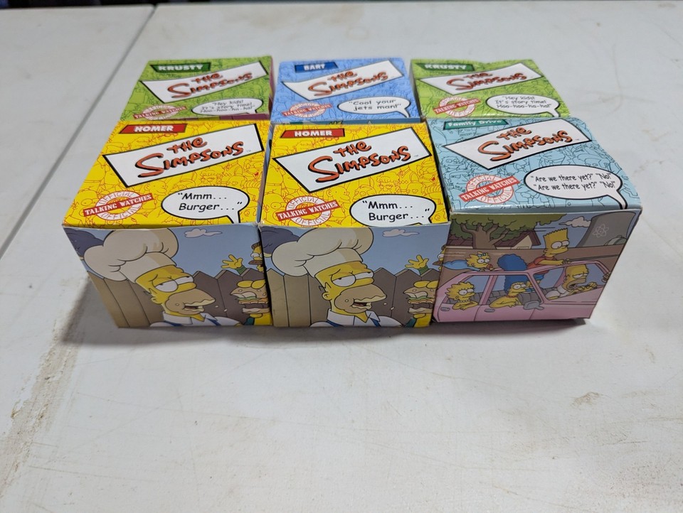 Vintage Simpsons Bart, Krusty, Homer, & Family Drive Talking Watches--6 ...