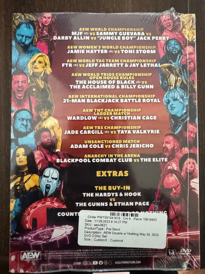 AEW Double or Nothing 2023 (DVD, 2-Disc Set) Brand NEW - All Elite ...