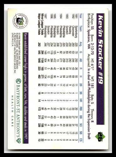 1998 Tampa Bay Devil Rays Stadium Set #26 Kevin Stocker | eBay