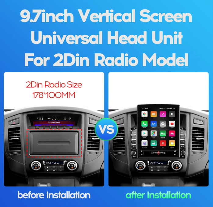 Universal 9.7" Stereo Radio Universsal Fit For Apple Android CarPlay w ...