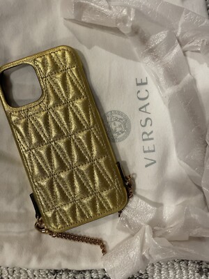 Versace Cover case iphone 12 with chain calf leather gold | eBay