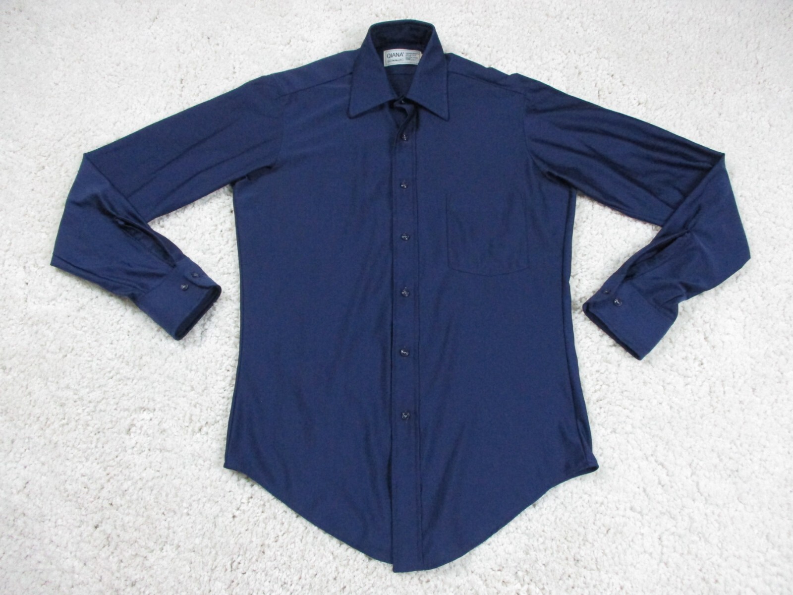 Sears Shirt Men's 15 34-35 W41in Blue Shiny Qiana Nylon Button Adult ...