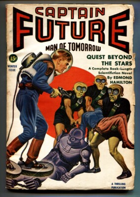 PULP: Captain Future Winter 1942-Earle Bergey Aliens menace woman cvr ...