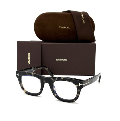 Tom Ford FT5872-B 005 Black Havana / Blue Block 48mm Eyeglasses TF5872 ...
