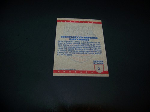 Secretary Of Defense Dick Cheney Desert Storm Trading Card #3 1991 | eBay