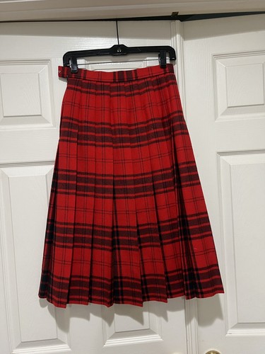Vintage Tartan Plaid Pleated Ted Black Wool preppy School Midi Skirt | eBay