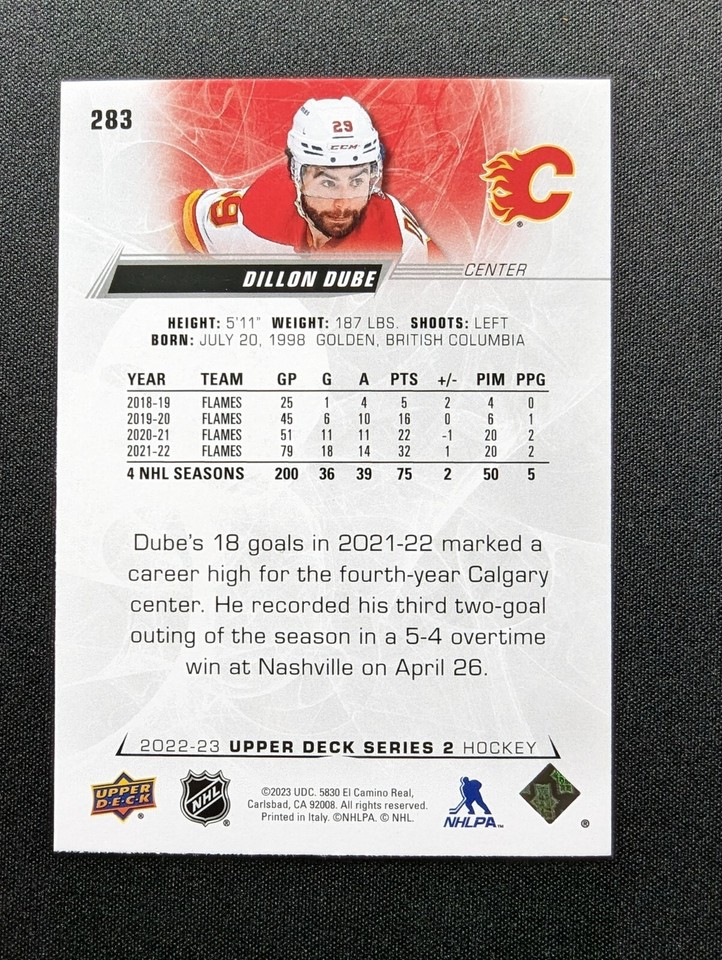 2022-23 Upper Deck Hockey DILLON DUBE #283 Flames | eBay