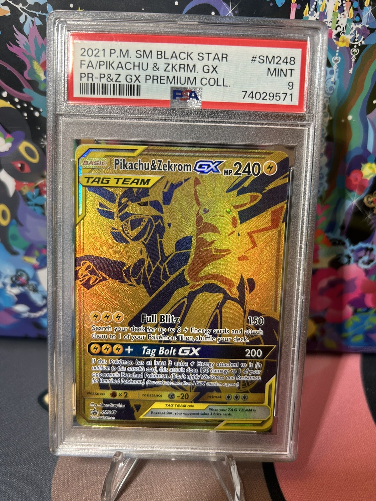 PSA 2021 P.M. SM Black Star FA/Pikachu & Zekrom GX Mint 9 #SM248 | eBay