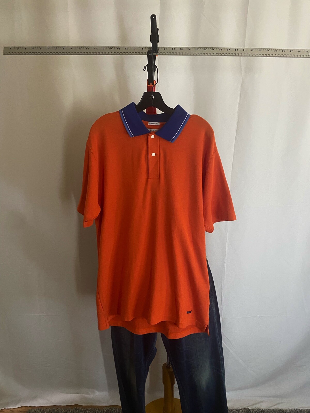 Alex Cannon Supima Ctn Orange Blue Collar POLO SHIRT Medium M Tall ...