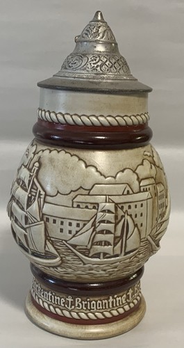 VINTAGE 1977 AVON Lidded Beer Stein Tankard Tall Ships Brazil Nautical ...