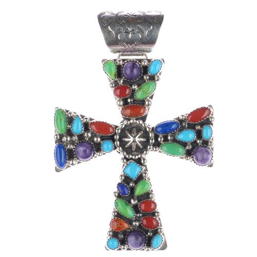 Janet Jake Navajo Sterling Charoite, Gaspeite, Turquoise, coral cross ...