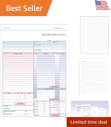 Work Order Forms 2-Part Carbonless 8.5x11 for Contractors Service 100 ...