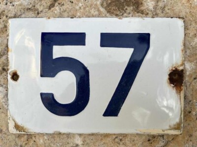 Genuine ISRAELI enamel porcelain house number 57 st. House sign #57 | eBay