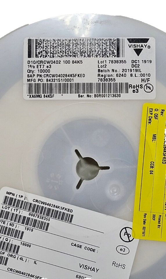 10000PCS Vishay Dale CRCW040284K5FKED Thick Film Resistors 84.5kOhms 1% ...