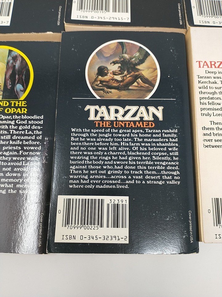 Edgar Rice Burroughs Tarzan Lot of 7 Vintage Ballantine Sci-Fi Pulp ...