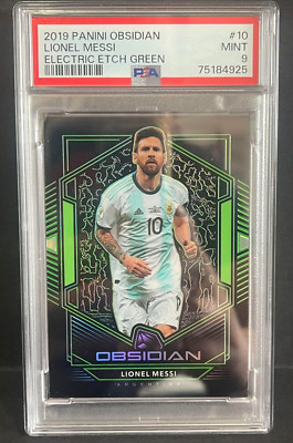 2019 Panini Obsidian Argentina #10 Lionel Messi Electric Etch Green /25 ...